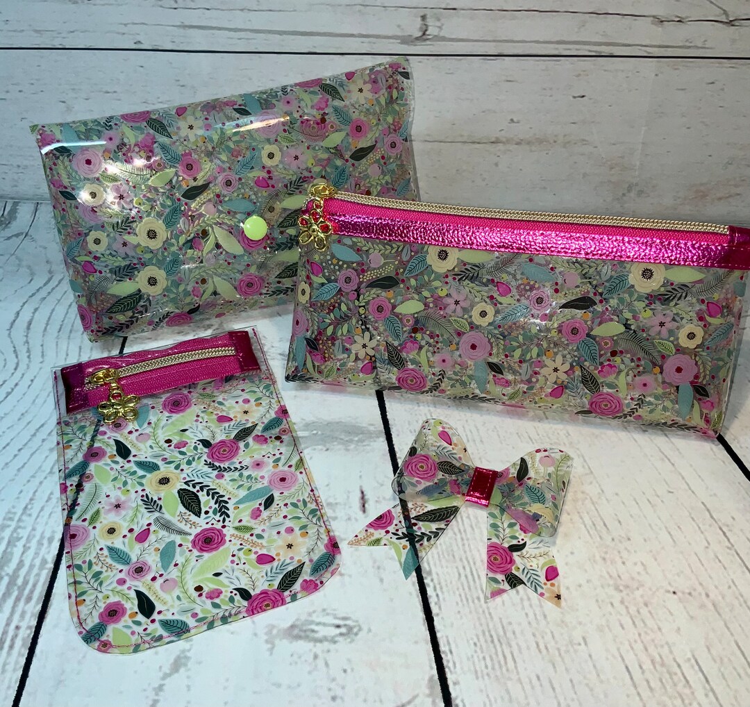 Floral Print Clear Vinyl Pouch Set - Etsy