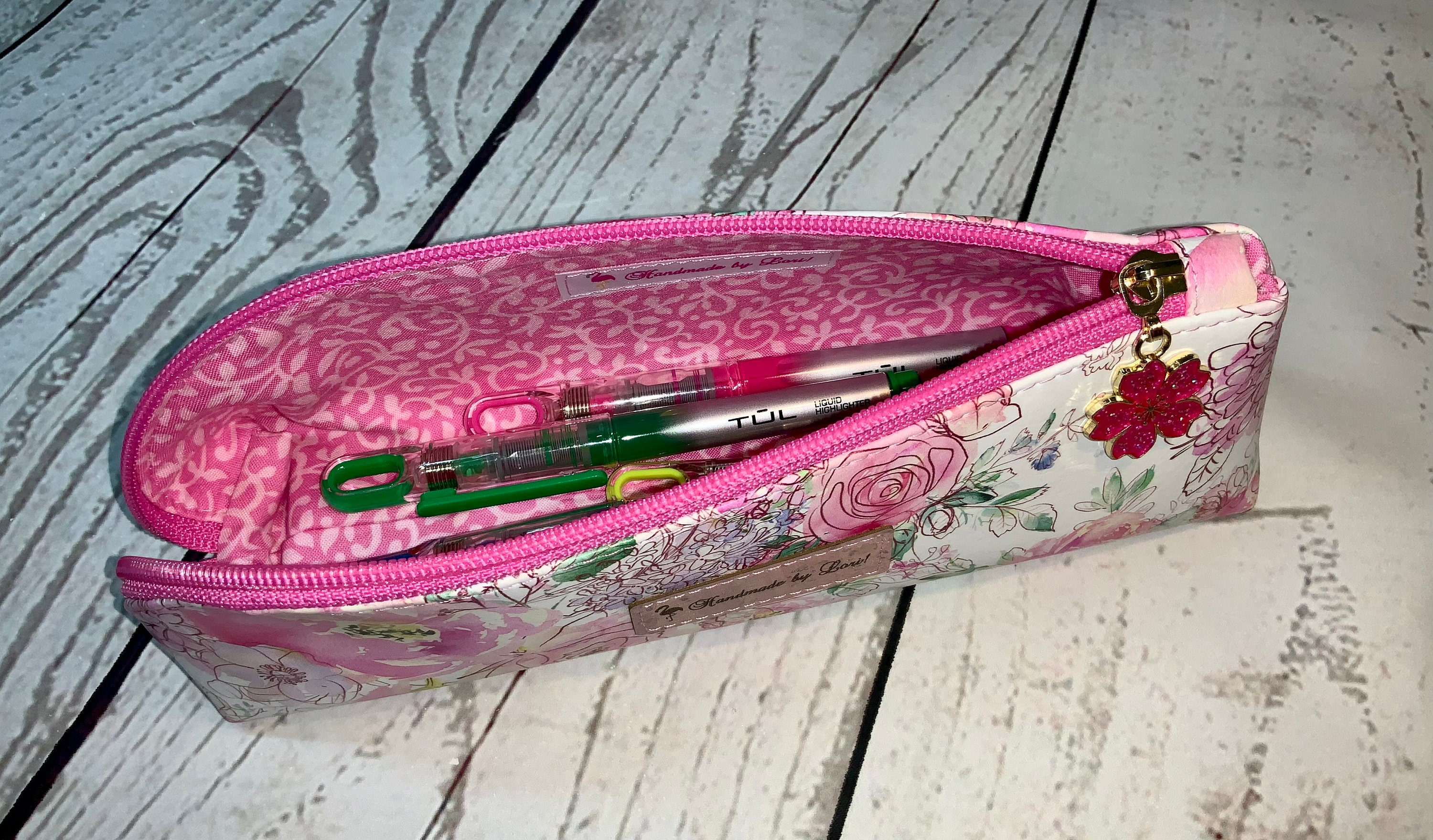 Pink Watercolor Floral Vinyl Pouch - Etsy