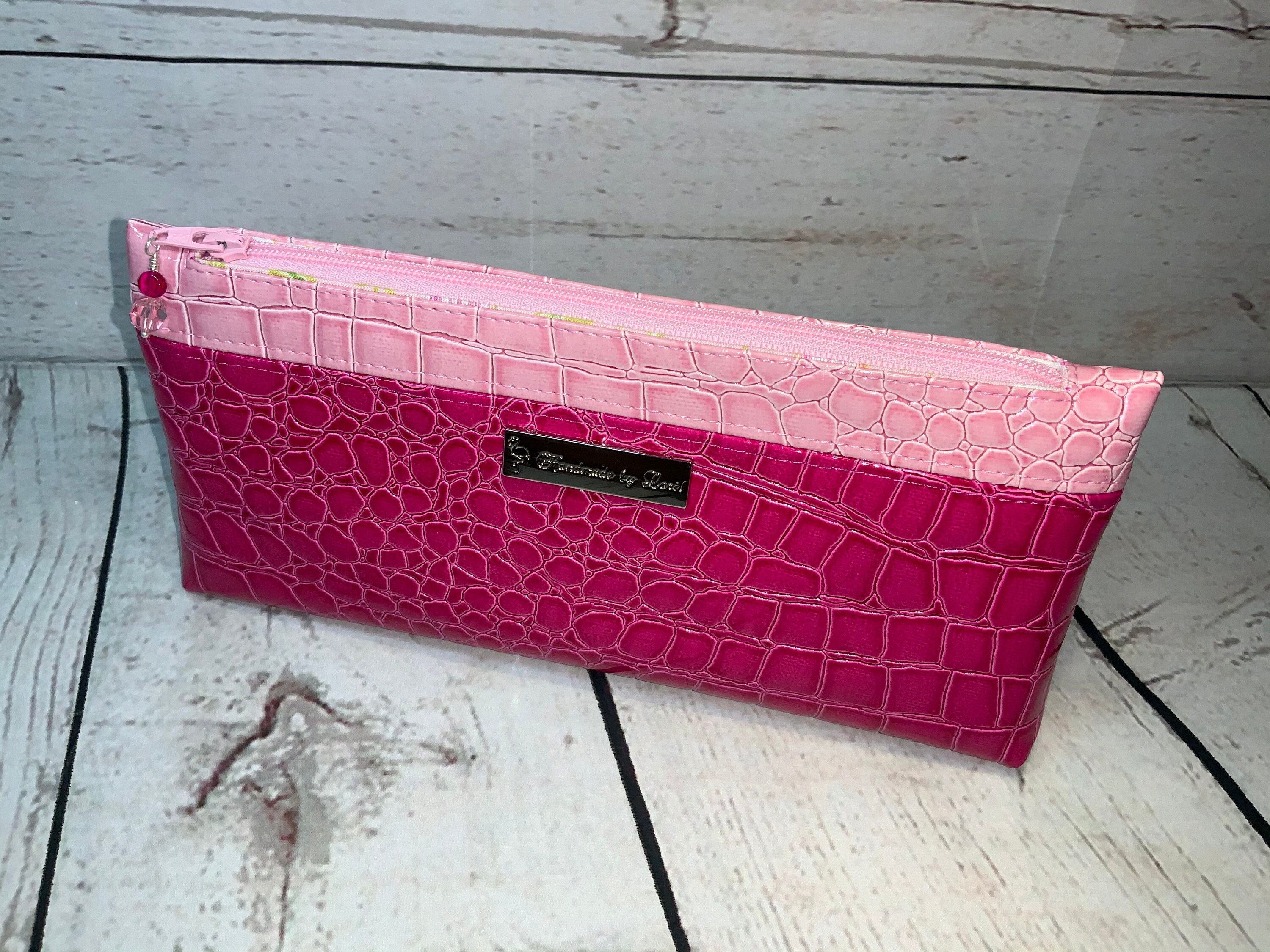 Pink Croc Embossed Faux Leather/vinyl Cosmetic Bag Pencil Case - Etsy
