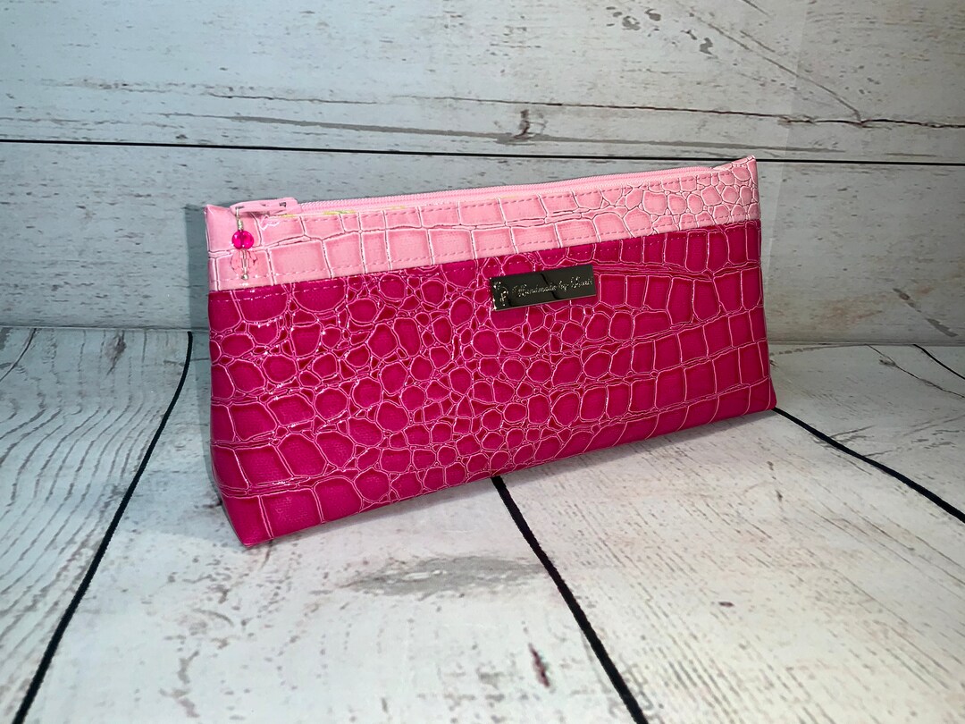 Pink Croc Embossed Faux Leather/vinyl Cosmetic Bag Pencil Case - Etsy
