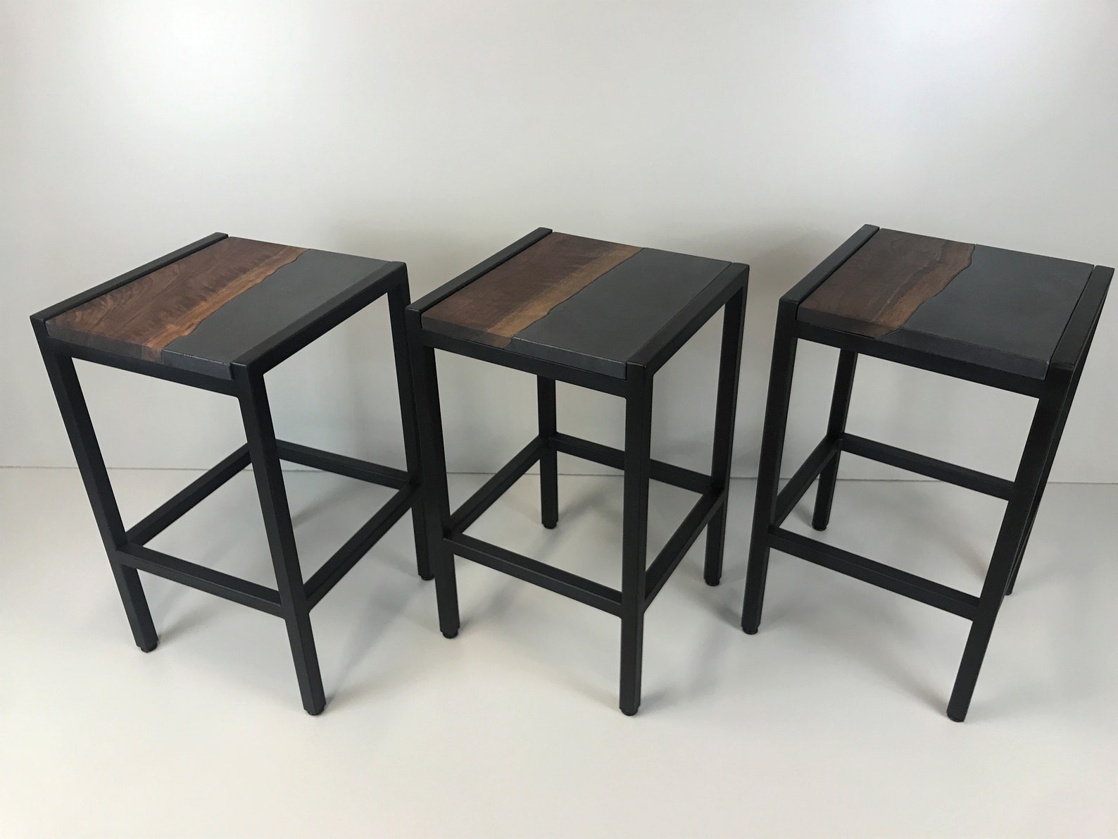 Live Edge Walnut & Concrete Bar Stools - Etsy