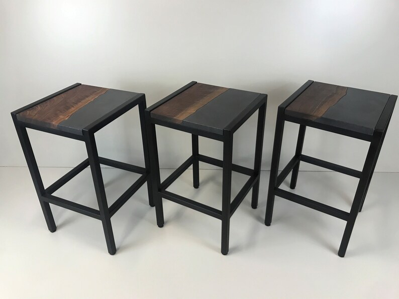 Live Edge Walnut & Concrete Bar Stools Handcrafted in USA - Etsy