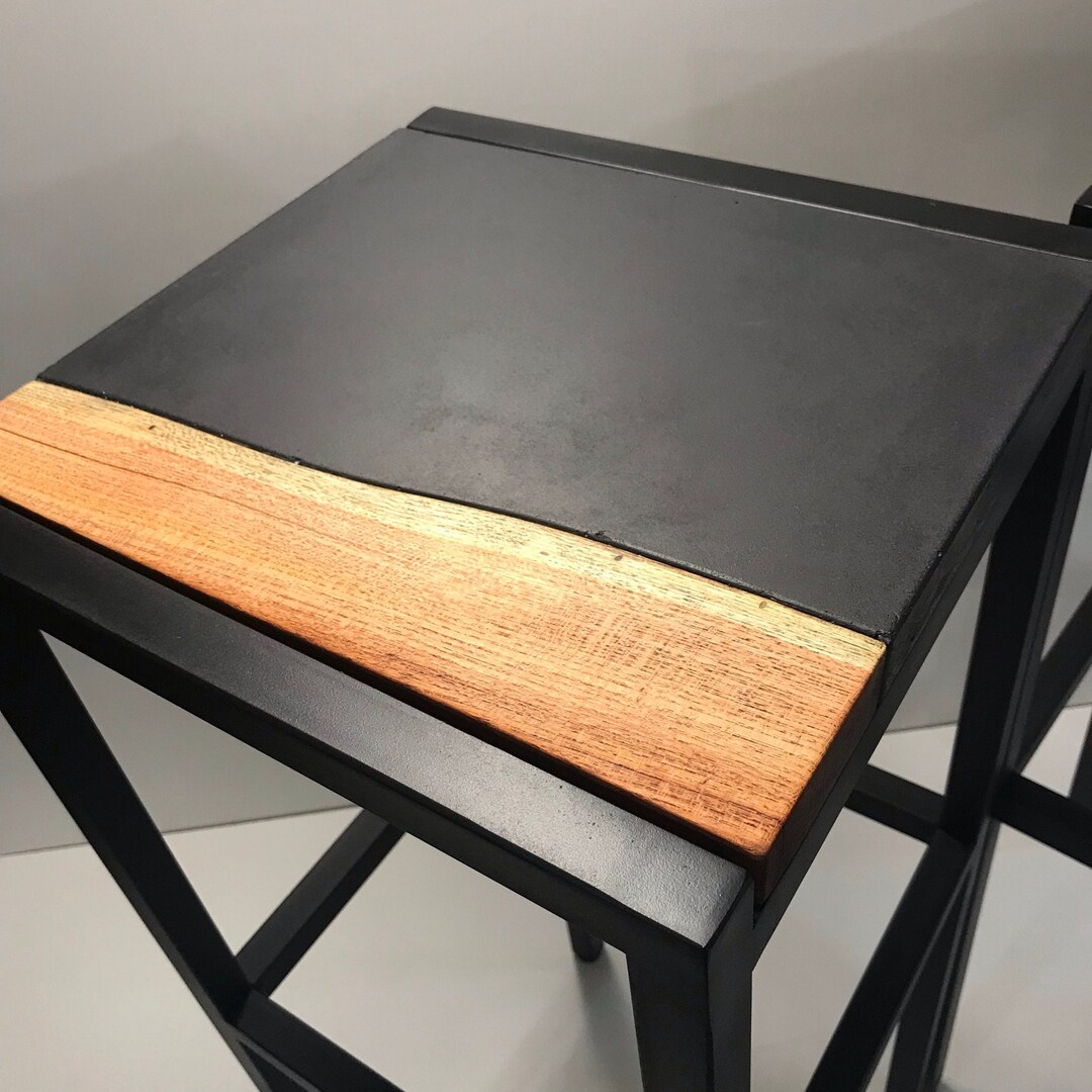 Bar Height Live Edge Bar Stool Wood & Concrete - Etsy