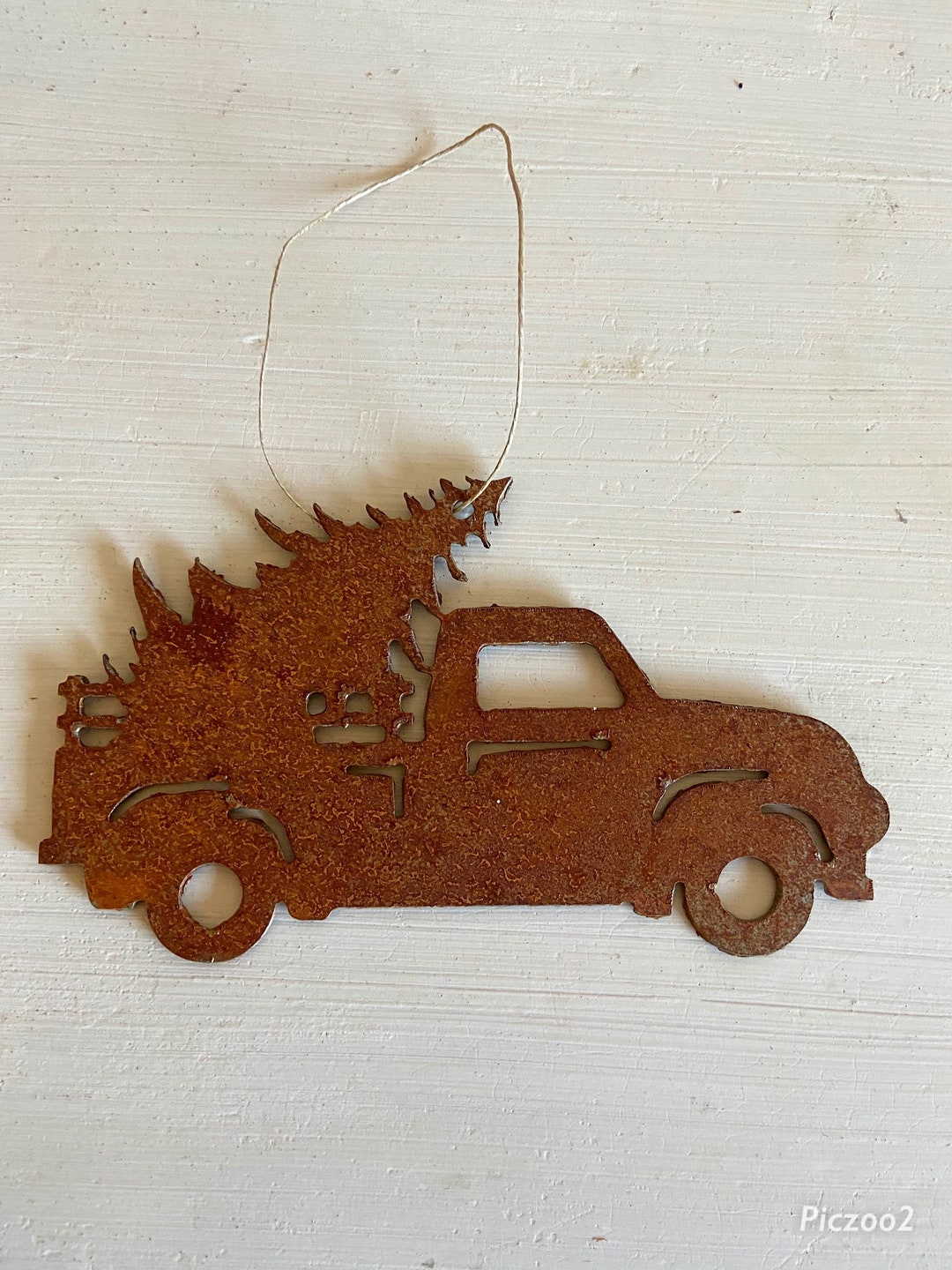 Truck With Tree Metal Ornament | Christmas Tree | Gift Topper ...