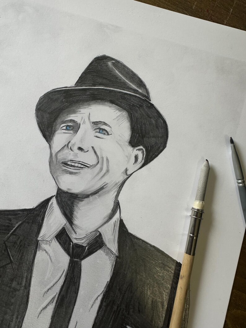 Frank Sinatra Art Pencil Drawing. 11"x17". Rat Pack. Old Blue Eyes Art ...