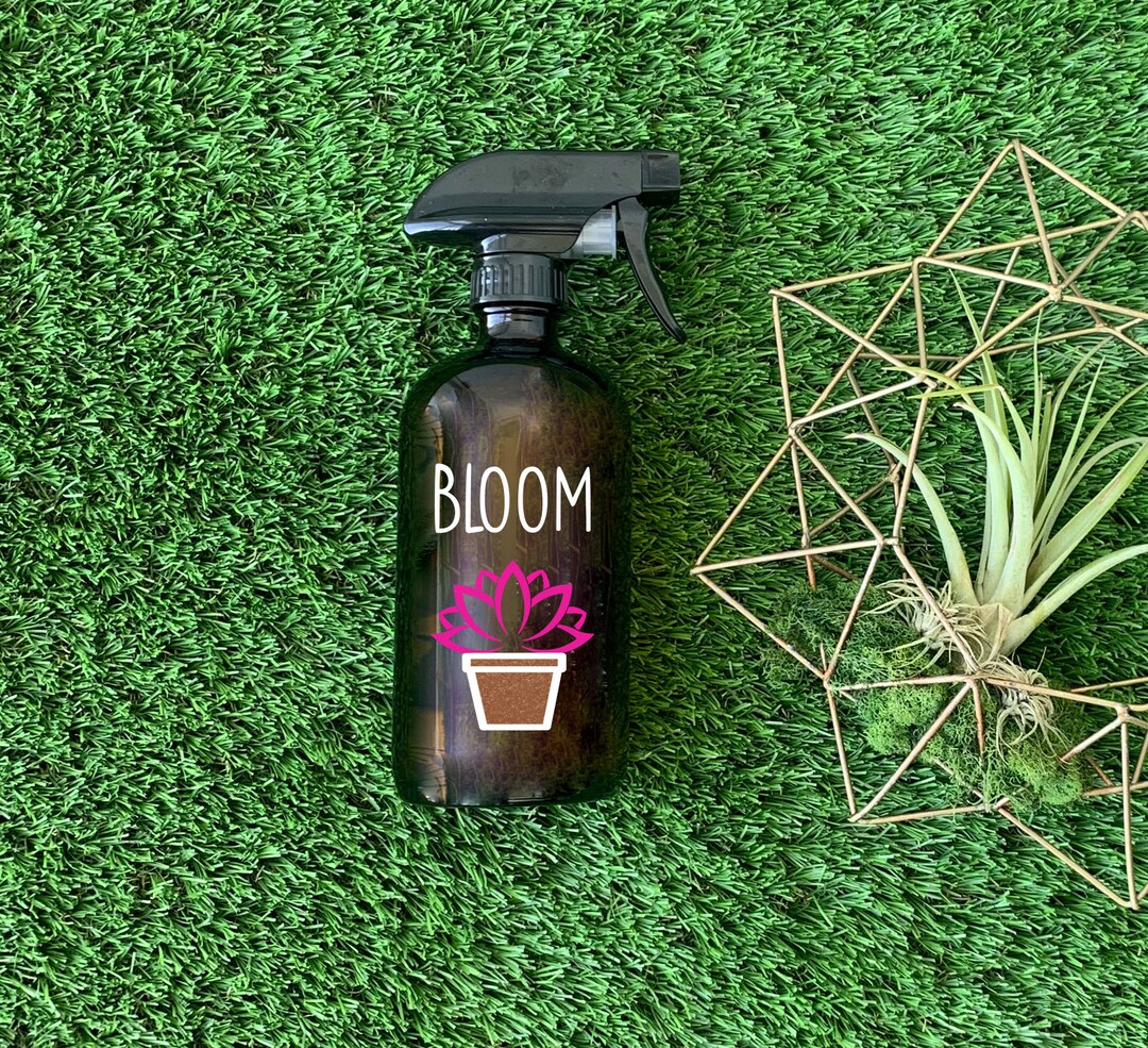 Amber Glass Spray Bottle - Bloom- Plants- -custom - Garden - Plant ...