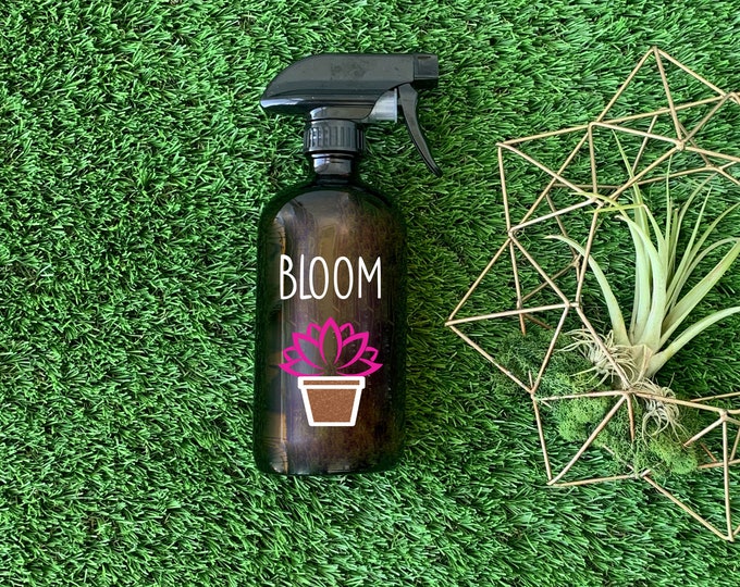 Amber Glass Spray Bottle Bloom Plants custom Garden Plant Sprayer - Etsy