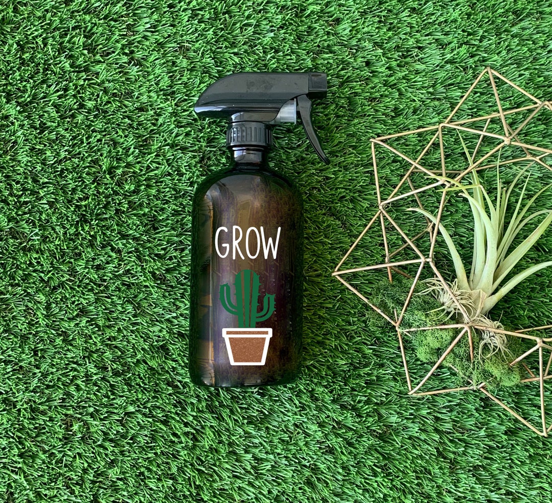 Amber Glass Spray Bottle - Grow - Cactus - Custom - Garden - Plant ...
