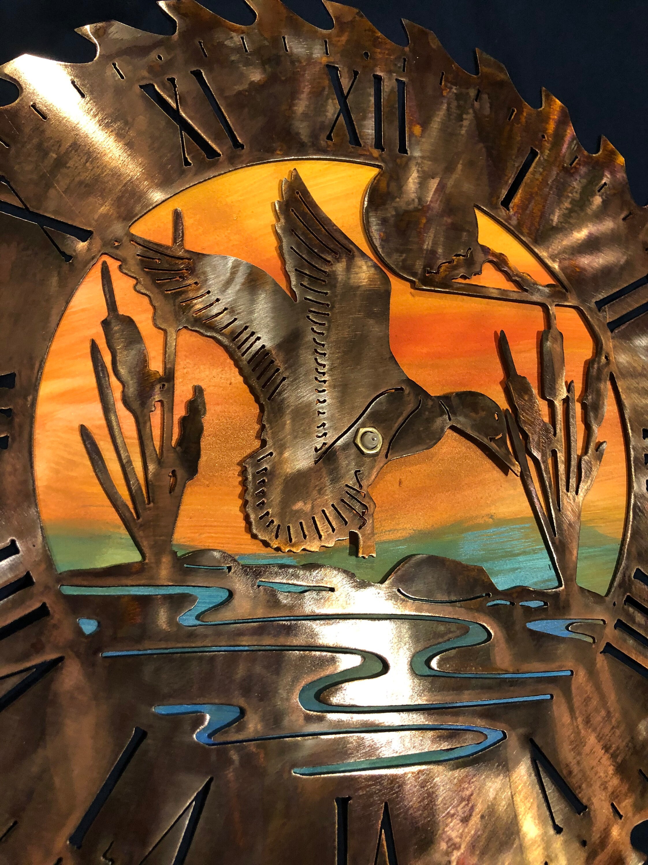 Rustic duck clock. Copper coated custom painted | Etsy