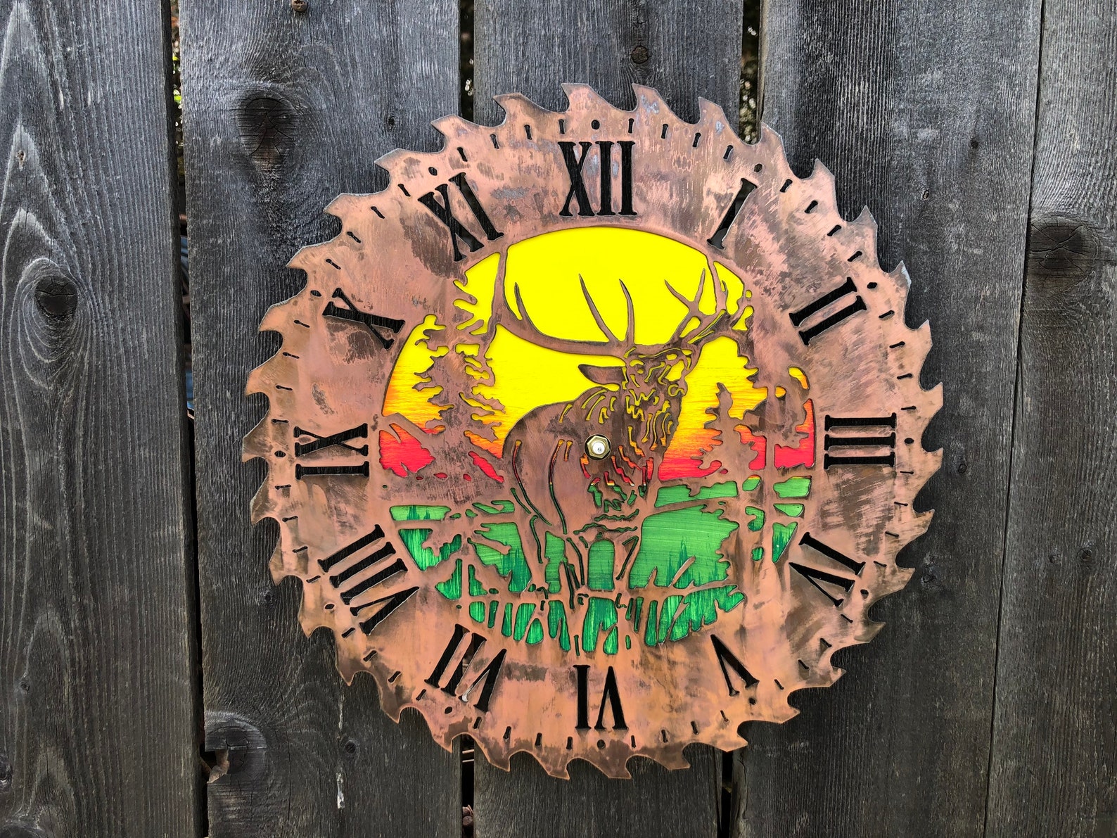 Elk Clock Rustic Copper Coated - Etsy
