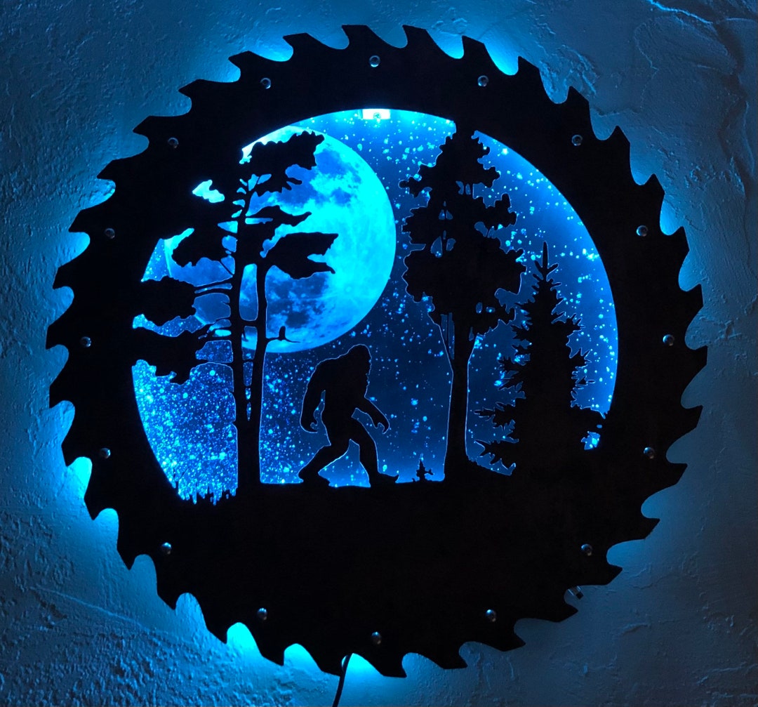 Bigfoot in Forest Copper Saw Blade Light up Light Wall Decor. - Etsy