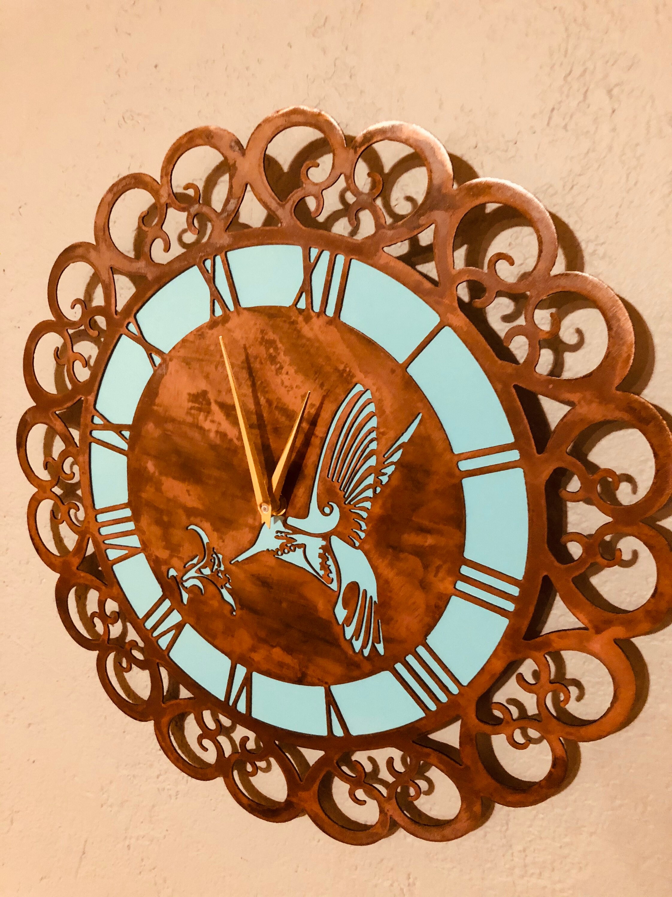 Hummingbird Metal Wall Clock Rustic Copper Coated Mothers Day | Etsy