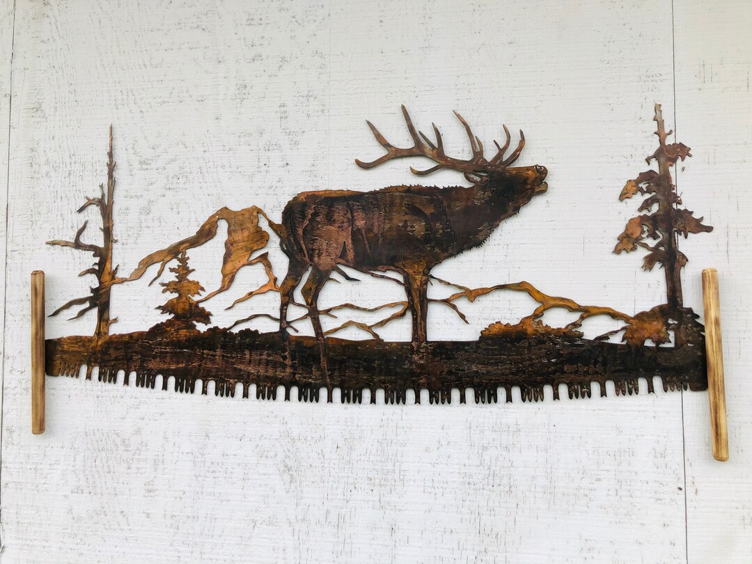 Rustic Copper Coated Elk Crosscut Saw Wall Decor - Etsy