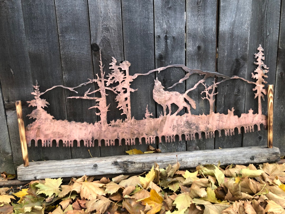 Wolf in Forest Crosscut Saw Rustic Copper Coated - Etsy