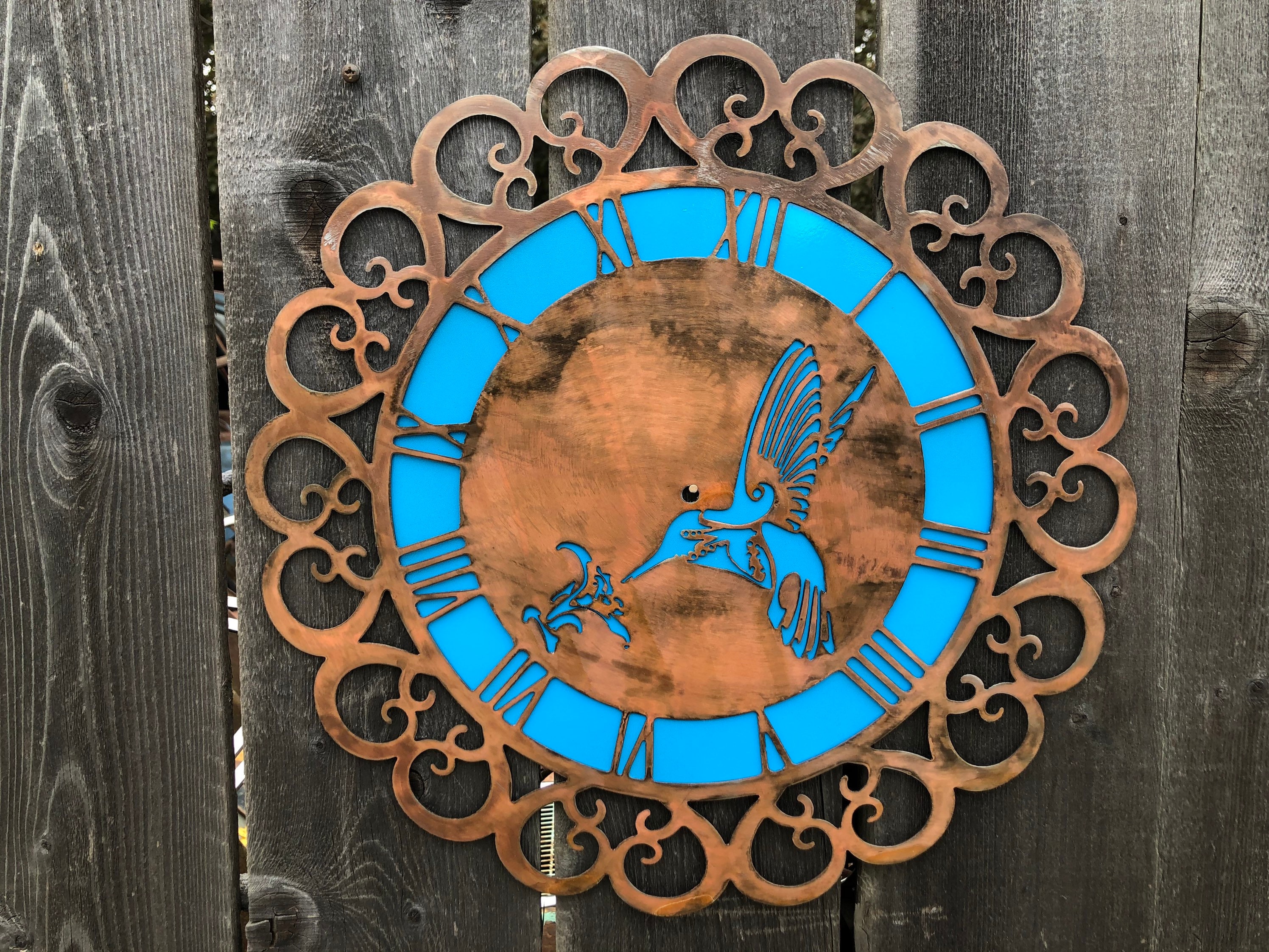 Hummingbird Metal Wall Clock Rustic Copper Coated Mother’s Day - Etsy