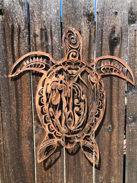 Sea Turtle and Mermaid Steel Home Decor/ Ocean Decor/ Home and | Etsy