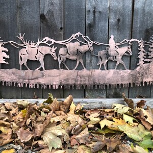 Mule Train in Forest Crosscut Saw Rustic Copper Coated Custom Metal ...