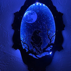 Raven Midnight Copper Light up Light Wall Decor. - Etsy