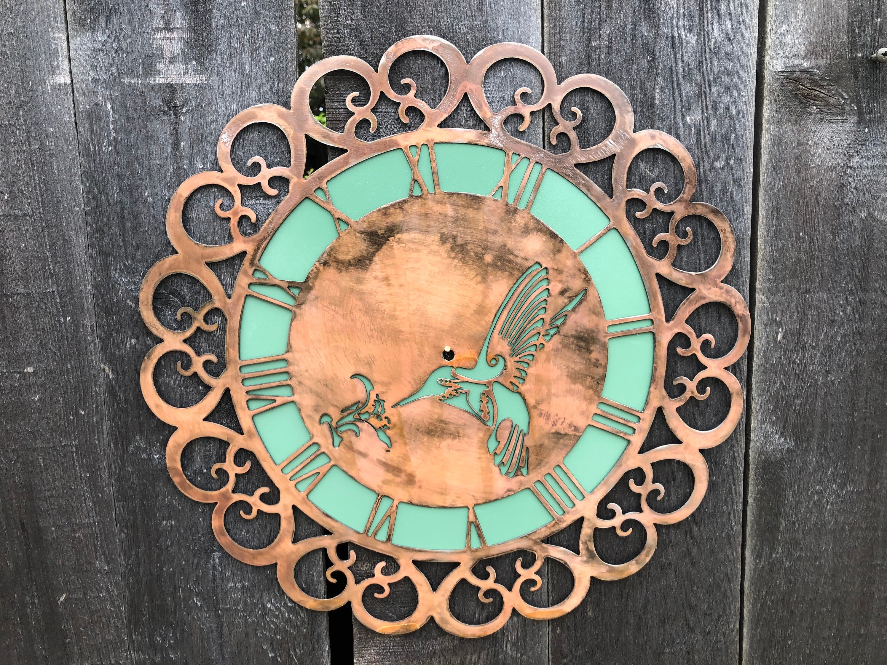 Hummingbird Metal Wall Clock Rustic Copper Coated Mothers Day | Etsy