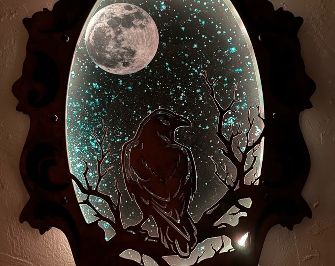 Raven Midnight Copper Light up Light Wall Decor. - Etsy
