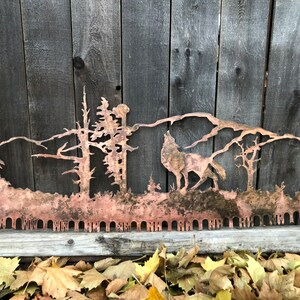 Wolf in Forest Crosscut Saw Rustic Copper Coated - Etsy