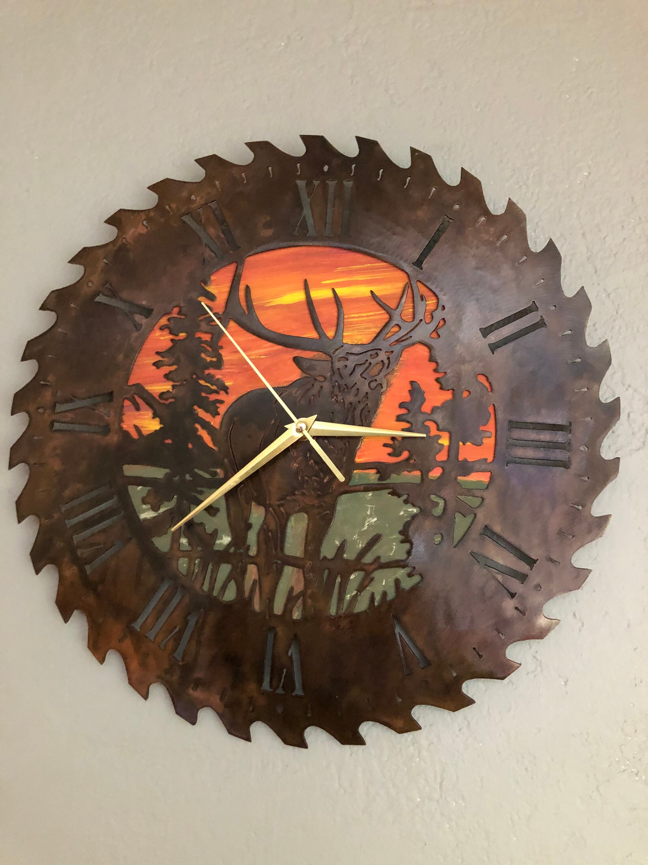 Elk clock Rustic copper coated | Etsy