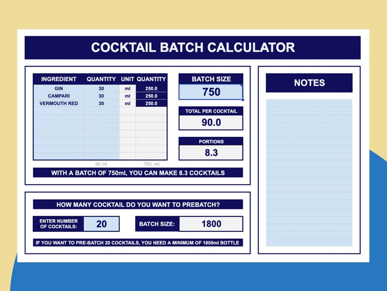 COCKTAIL BATCH CALCULATOR - Etsy