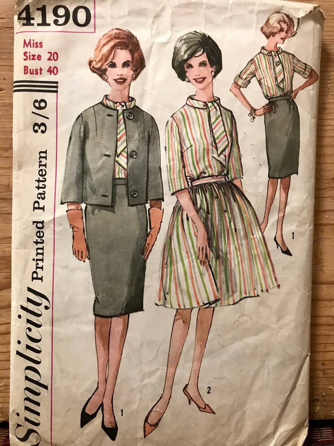 Simplicity 4190 Original Early 60s Suit Pattern With Choice of Skirt ...