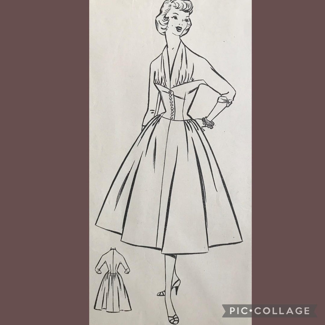 1950s New Look Day Dress Pattern - Etsy