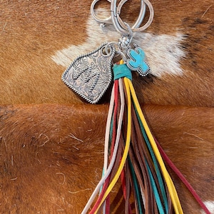 Initial Monogram Keychain/ Turquoise Charm/initial Cattle Ear Tag ...