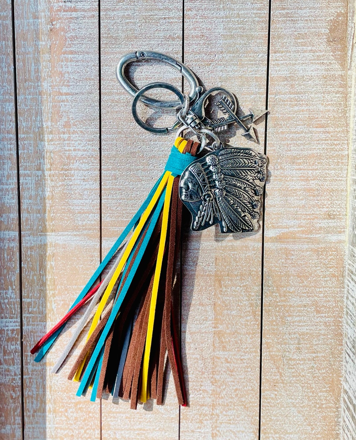 Western Keychain With Charm/ Cowboy Hat With Turquoise Accent and ...