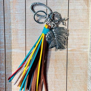 Western Keychain With Charm/ Cowboy Hat With Turquoise Accent and ...