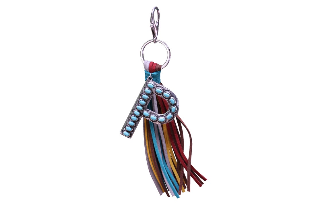 Western Initial Letter A-Z Key Chain, Handbags Charm With Leather ...