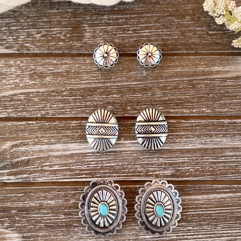 Concho Earrings - Etsy