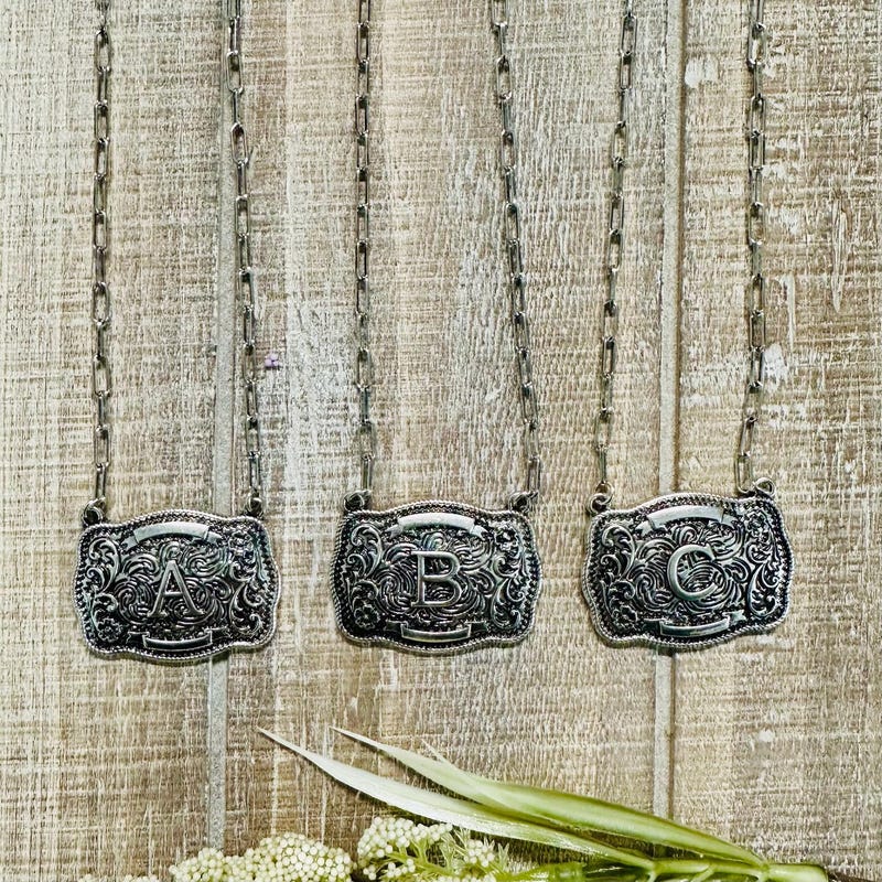 Monogram Buckle Necklace - Etsy