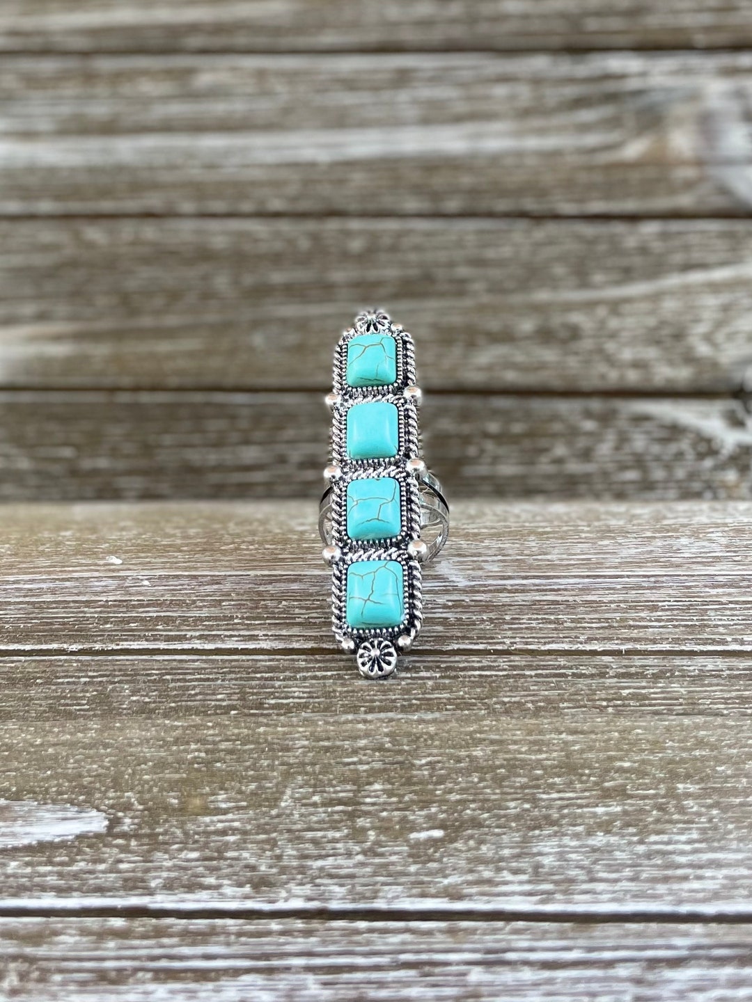Western Bar Stone Cuff Ring | Turquoise Stone Cuff Ring | Statement ...