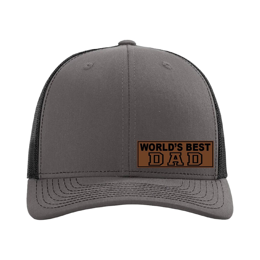 World’s Best Dad Hat, Leather Patch Trucker Hat, Richardson 112 ...
