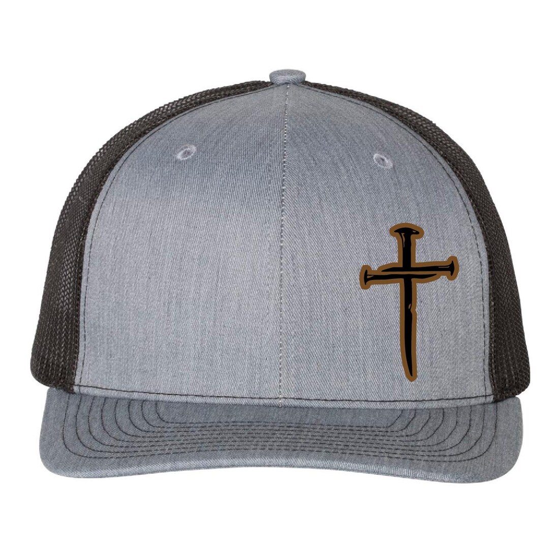 Nail Cross Hat, Christian Leather Patch Trucker Cap, Faith-based ...