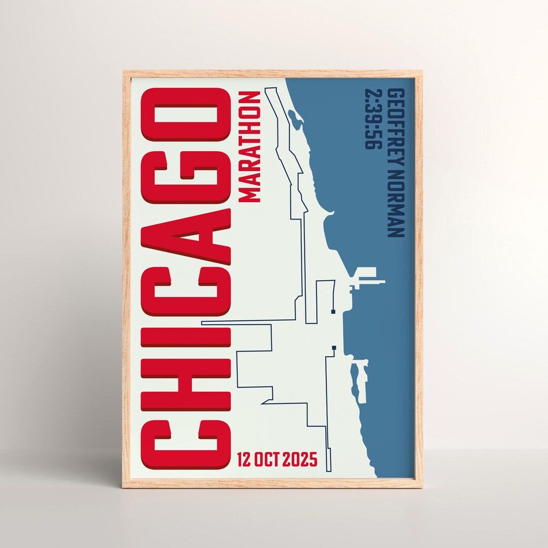 Personalised Chicago Marathon Finisher Print: Runner Gift (digital ...