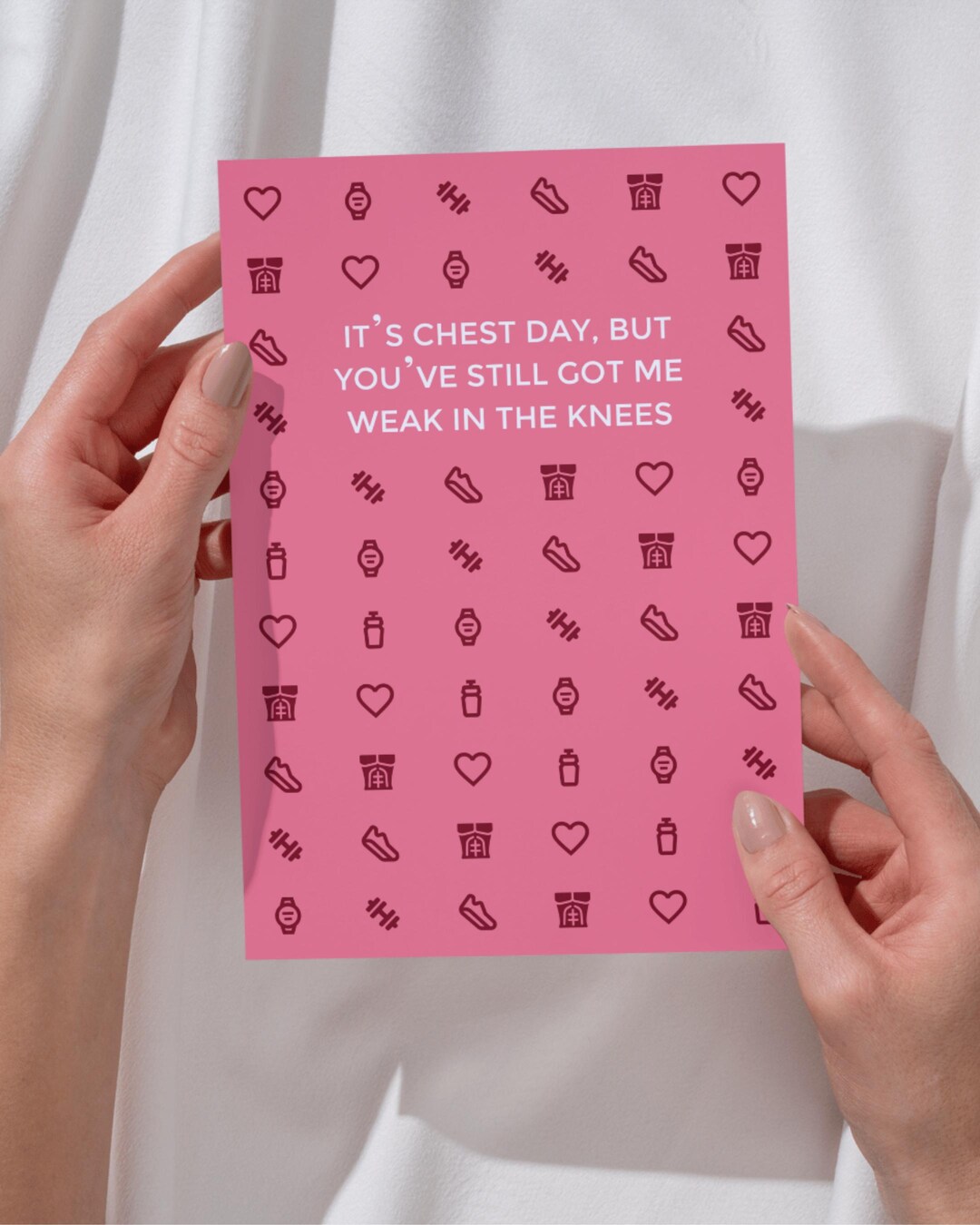 Valentines Day Card for Gym Goers, Chest Day Weak Knees, Romantic ...