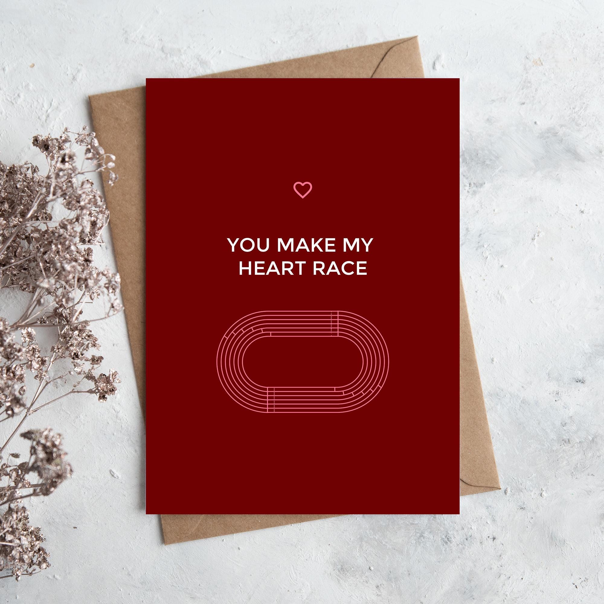 Valentines Day Card for Runner, You Make My Heart Race, Anniversary ...