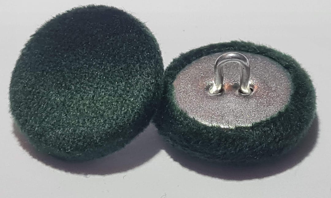 Pack of Dark Green Velvet Buttons, Shank Back Buttons or Loop Back ...