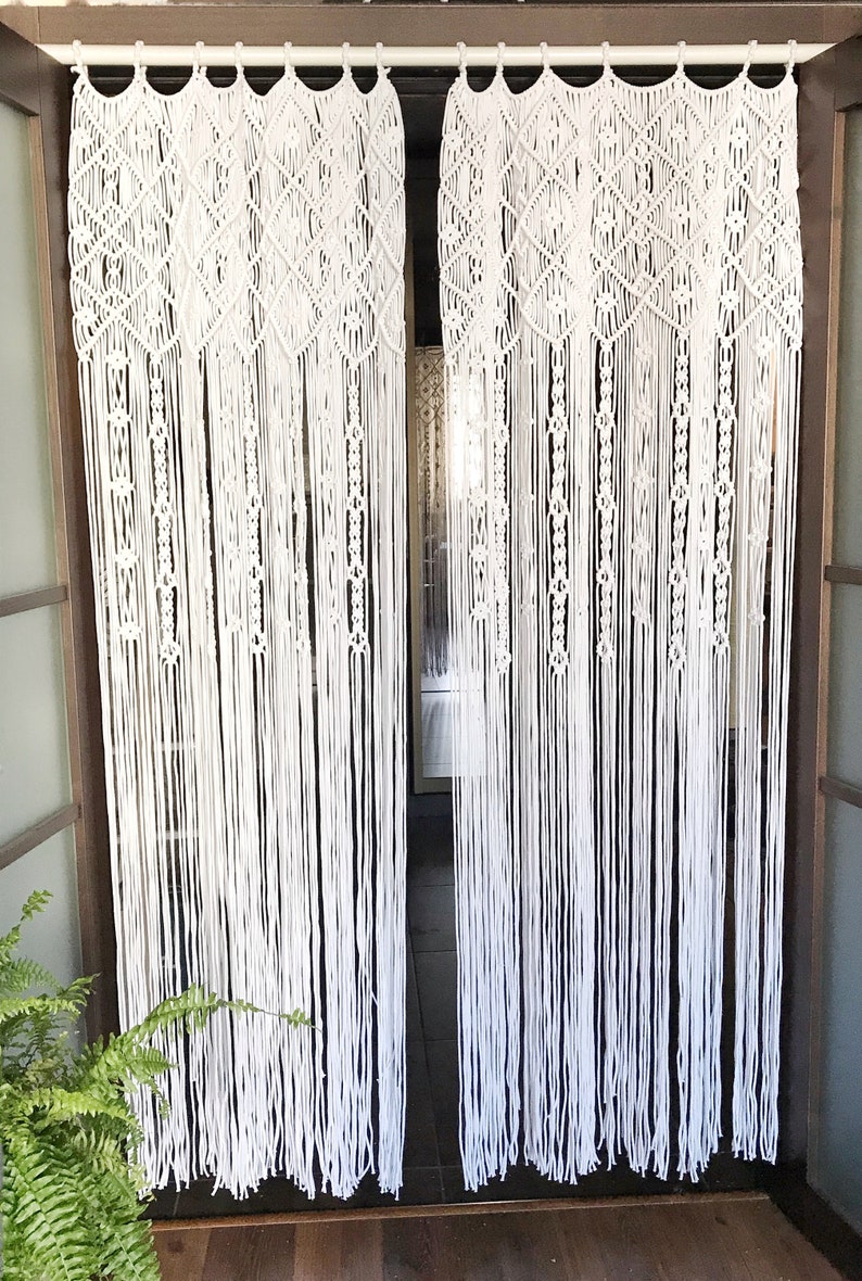 Macrame Curtain/ One or Two Panels Curtain/ Macrame Room | Etsy