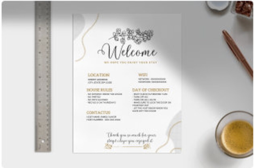 Airbnb Welcome Sign Vacation Rental Printable, Editable Template, Guest ...