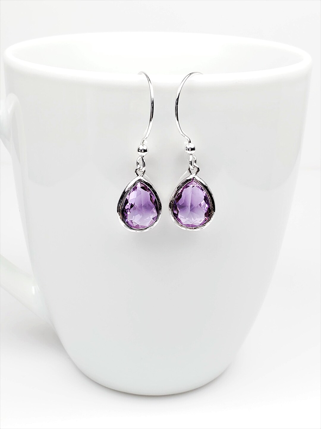 Alexandrite Teardrop Earrings, June Birthstone Faceted GLASS Earrings ...