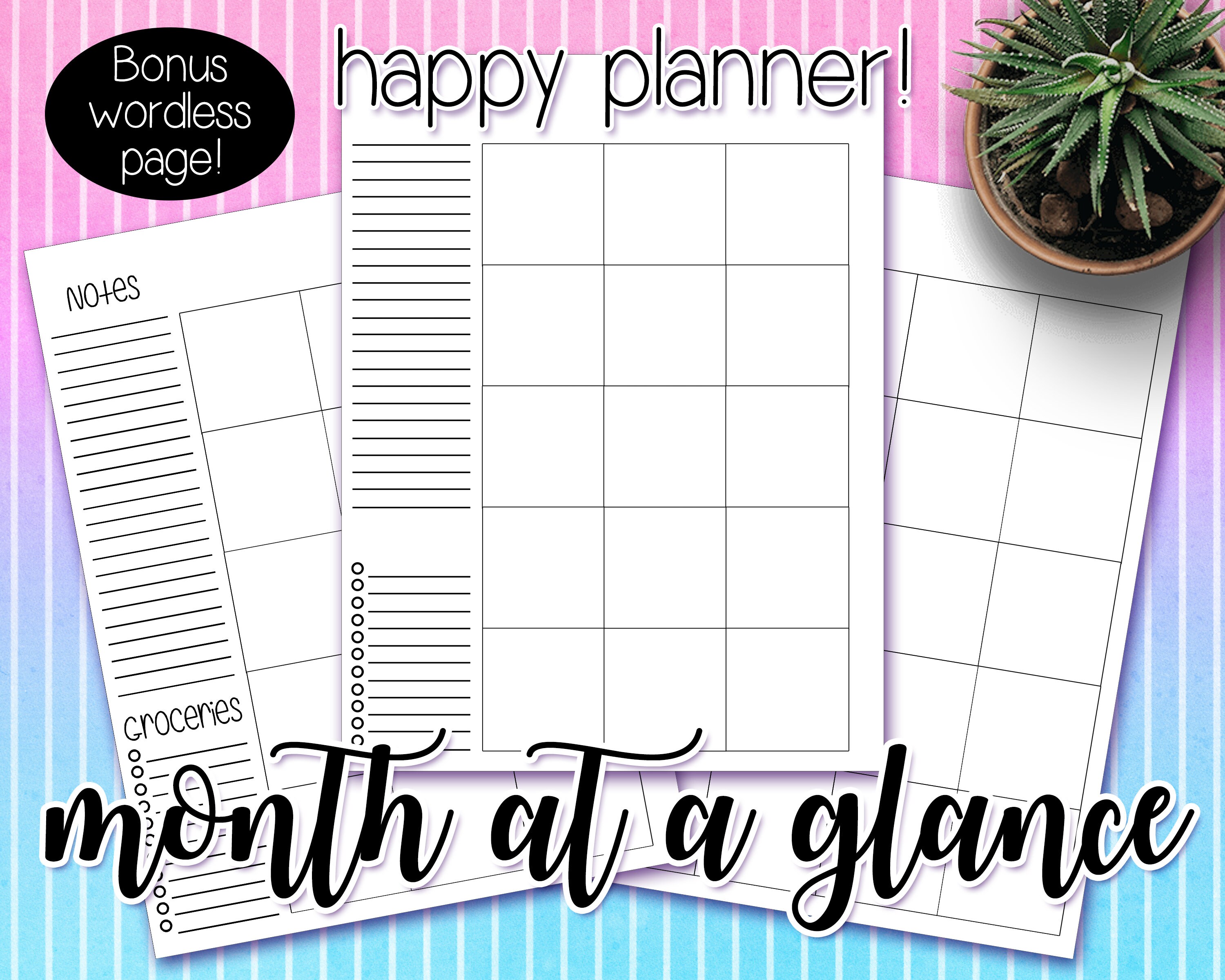 Happy Planner, Classic Size, Month at a Glance, Instant Download - Etsy