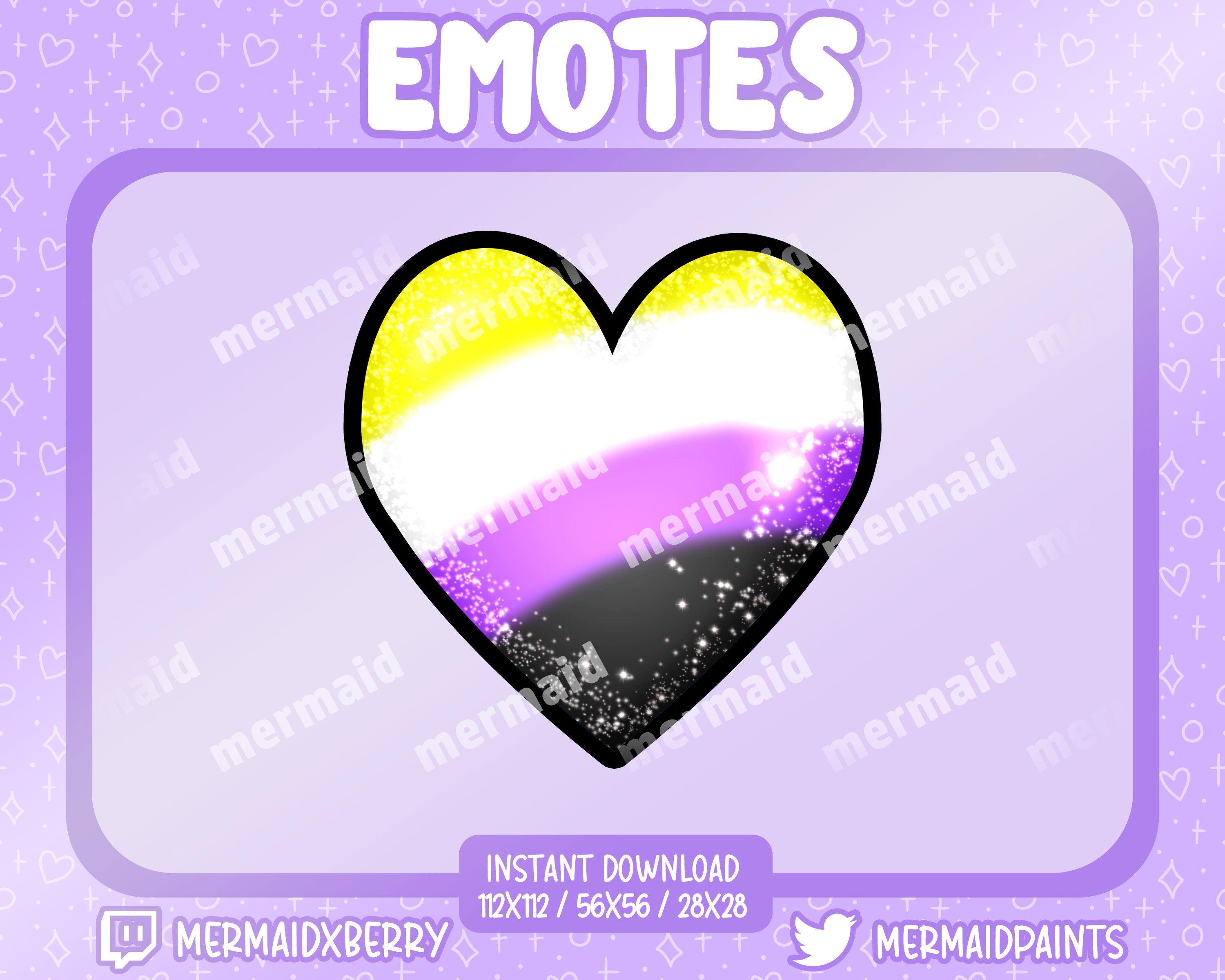 Premade Emotes! - Nonbinary Pride Flag Heart, Presized, PNG, Twitch ...