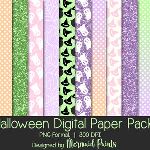 Halloween Pastels Paper Pack, 12x12 Scrapbook Paper, 12 Digital Papers ...