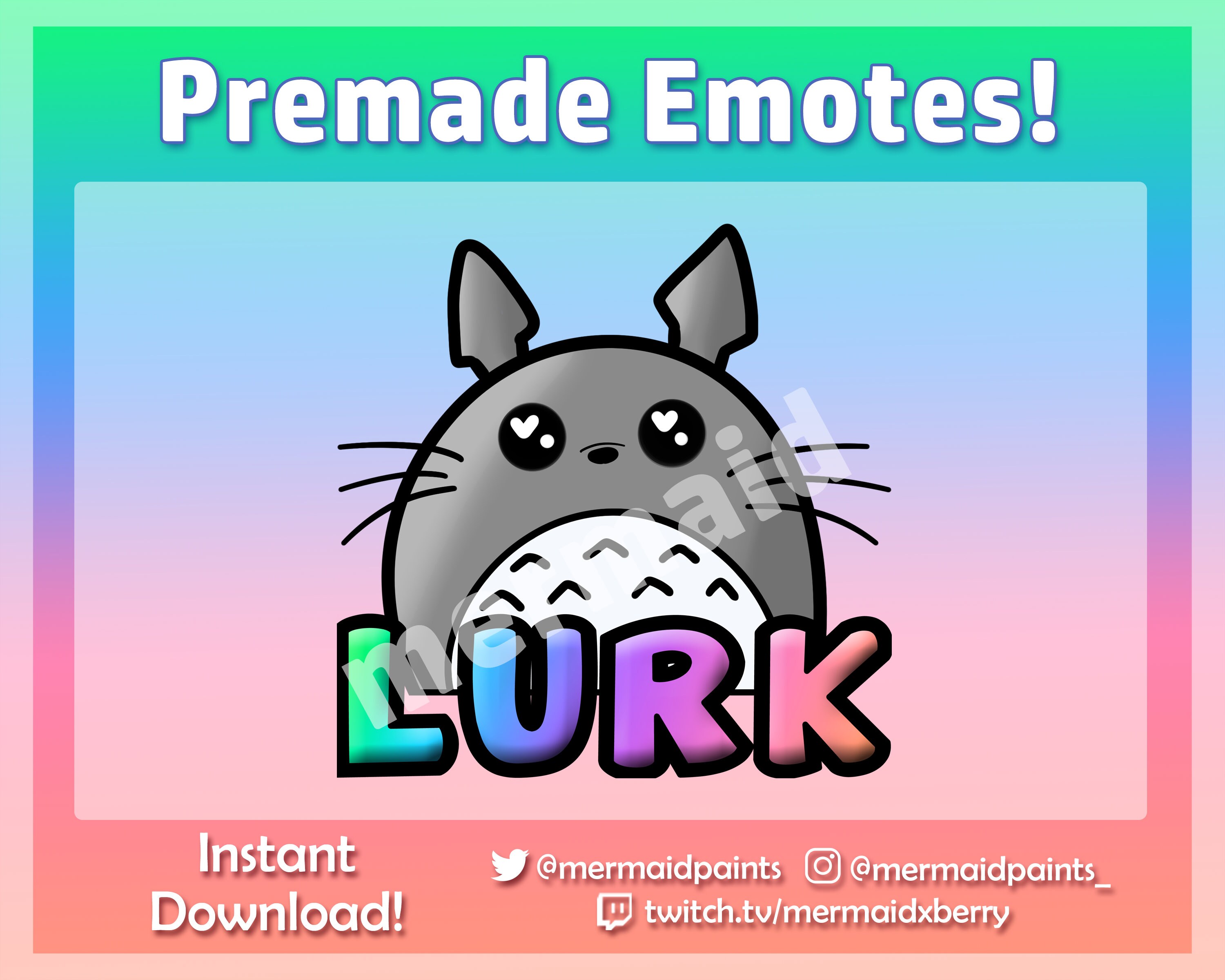 Premade Emote Totoro Lurk Presized PNG Twitch Discord - Etsy