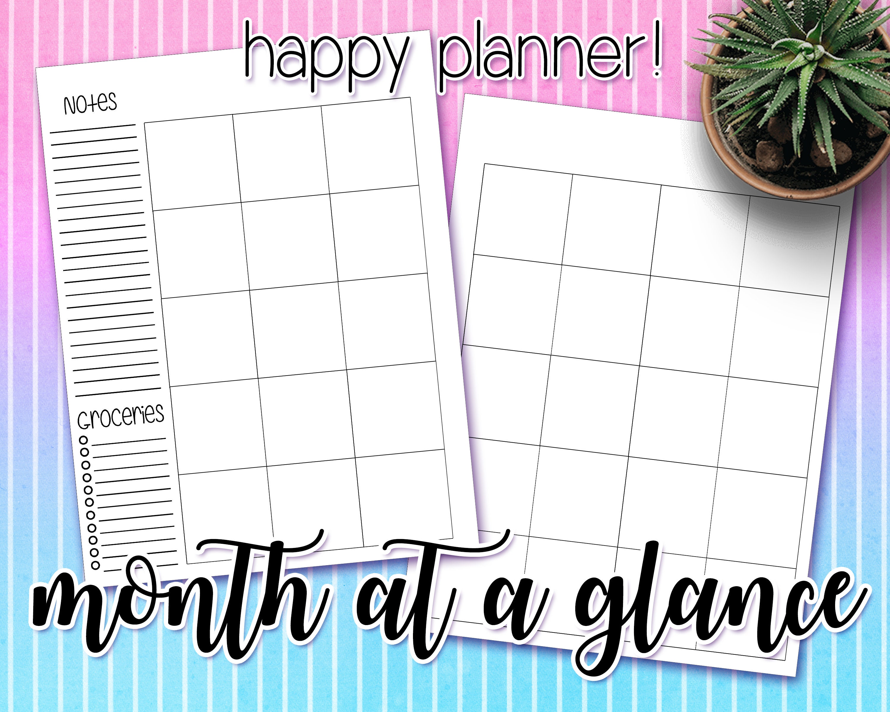 Happy Planner, Classic Size, Month at a Glance, Instant Download - Etsy